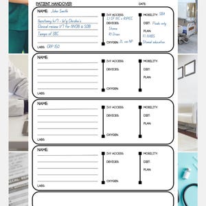 Printable Nursing Handover Sheet | Nurse Report Template | Shift Report ...