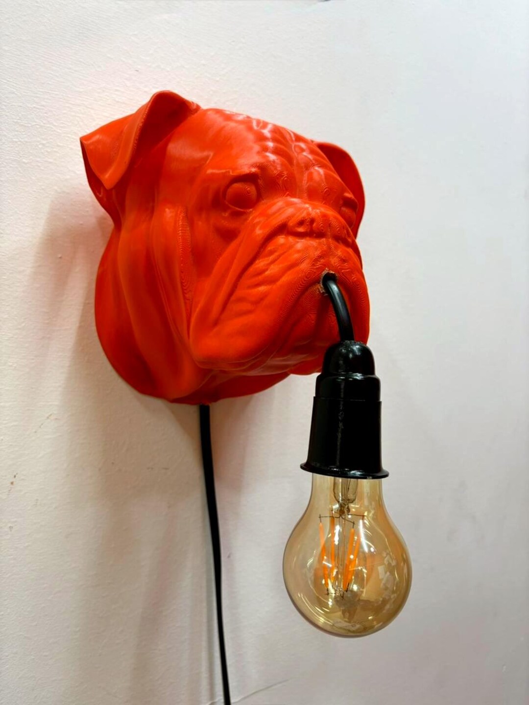Bull Dog Head Wall Lamp With Lamp in Mouth, Unique Wall Decoration ...