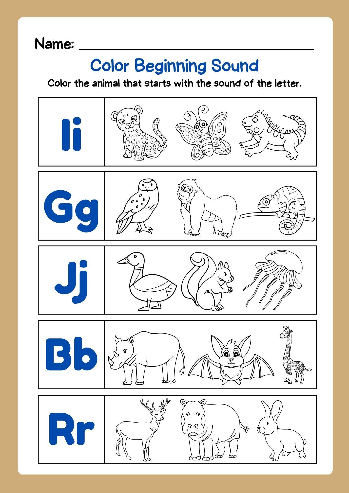 Phonics Worksheet Pack – Animal Theme | Ages 4–6 | Fun & Colorful ...