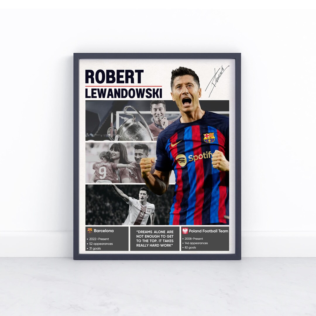 Robert Lewandowski Soccer Poster: Motivational Football Quote Art ...