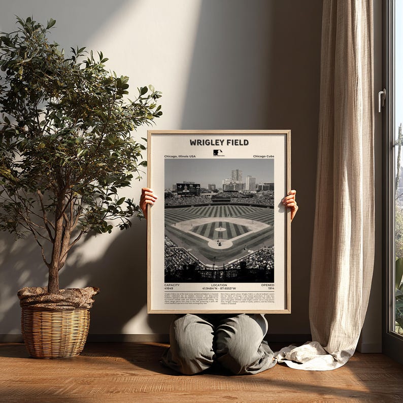 Wrigley Field MLB Stadium Poster: Chicago Cubs Baseball Historic ...