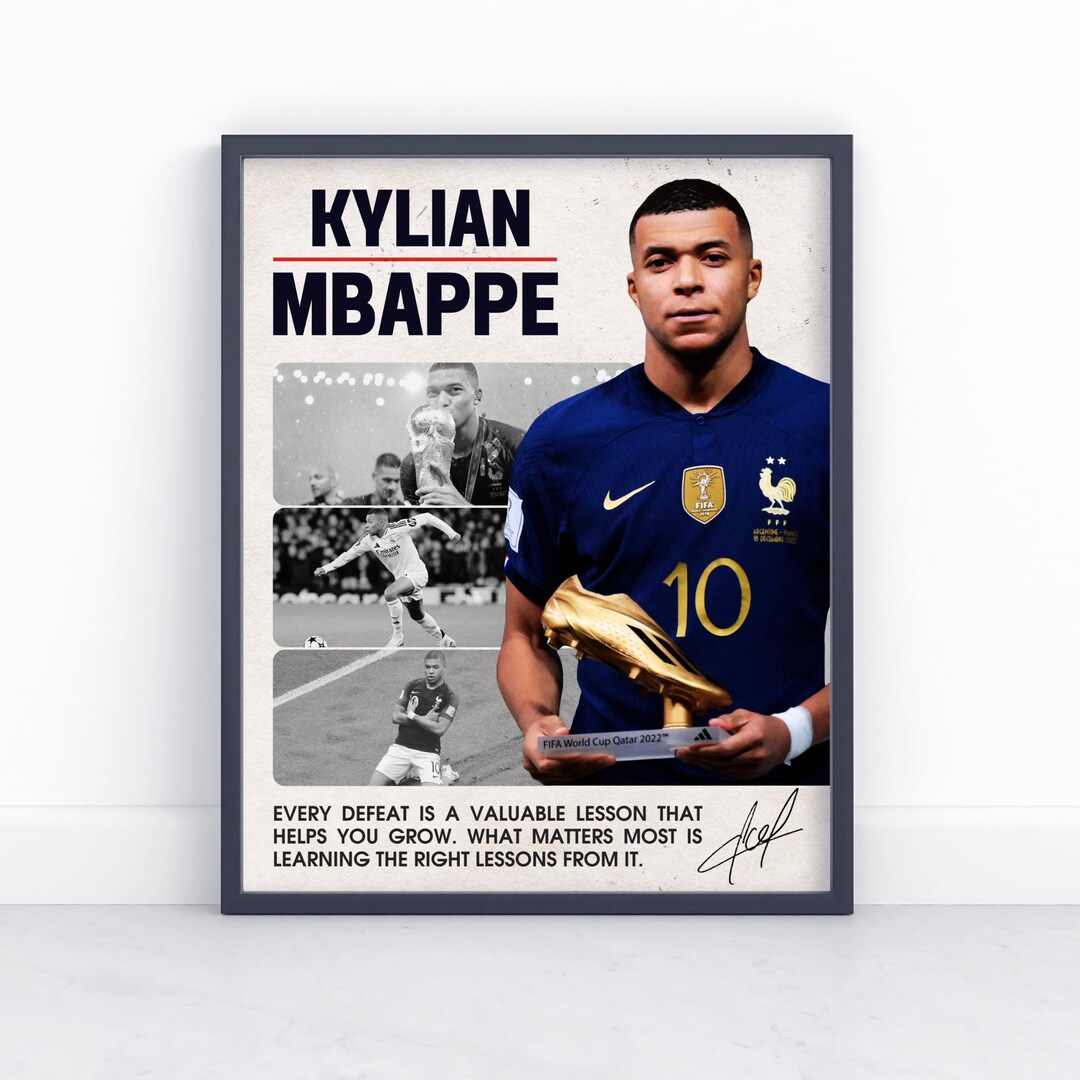 Kylian Mbappe Soccer Legend Poster: Motivational Football Quote Art ...