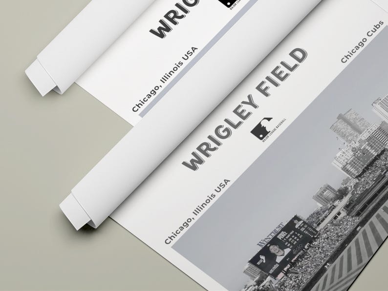 Wrigley Field MLB Stadium Poster: Chicago Cubs Baseball Historic ...