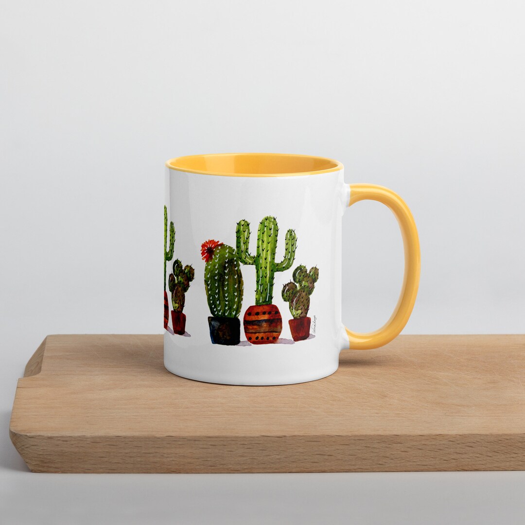 Strong Man Cactus - Cacti Art Mug, Watercolor Cactus, Whimsical, Fun ...