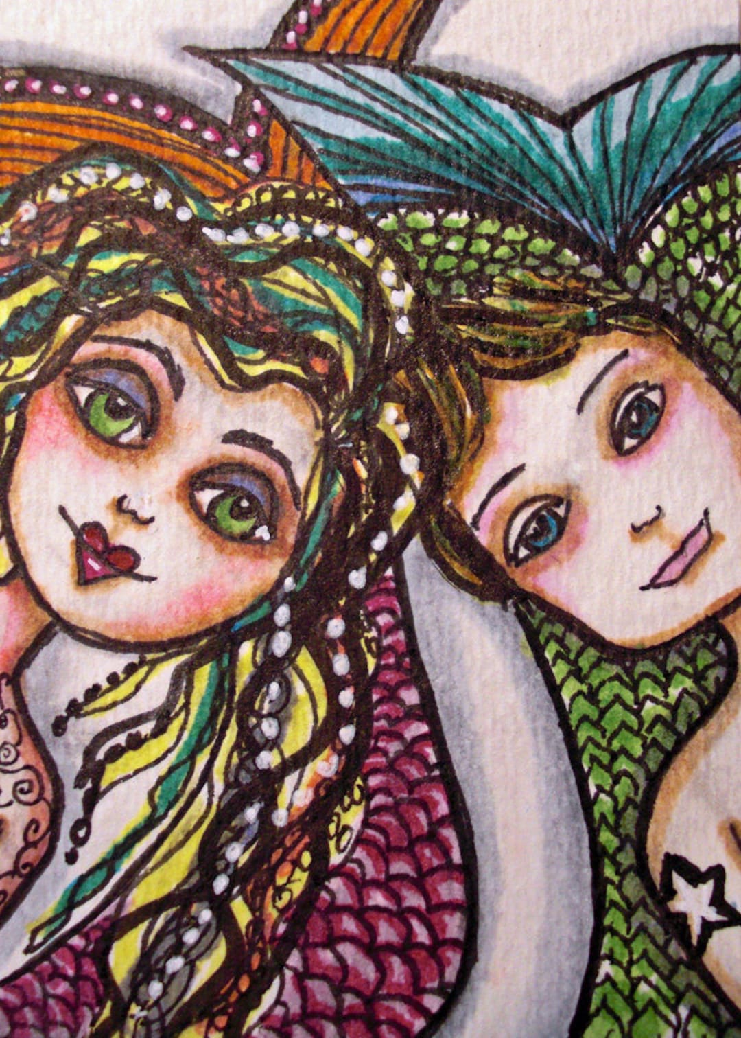 Deep Water Mermaids, ACEO, Art Print, Mermaid, Merman, Under the Sea ...