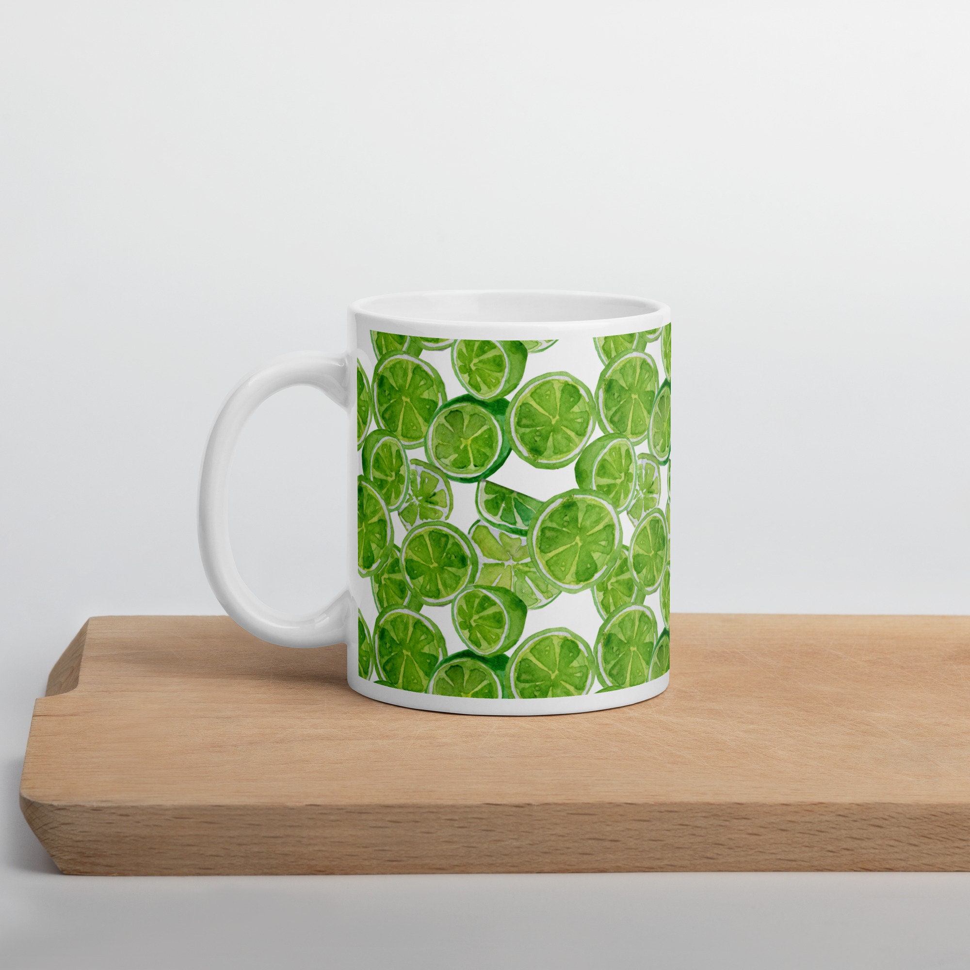 For the Love of Limes Art Mug, Watercolor, Limes, Citrus, Summer, Green ...