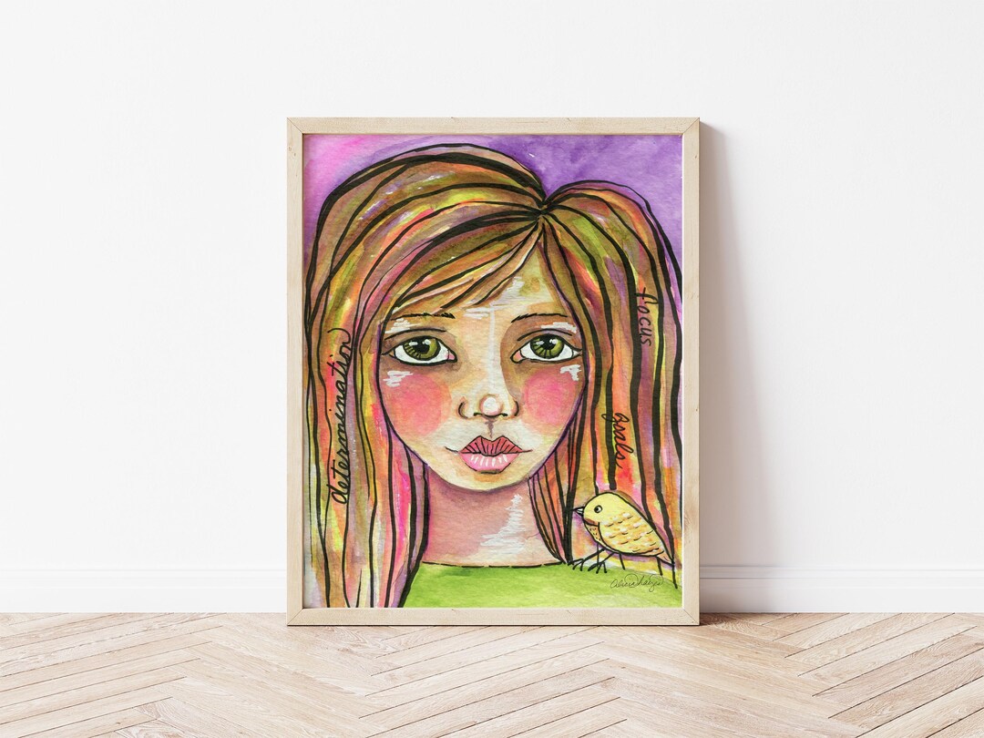 Soulful Girl Art, Bold Colors Hand Painted, Strong Confident Girl ...