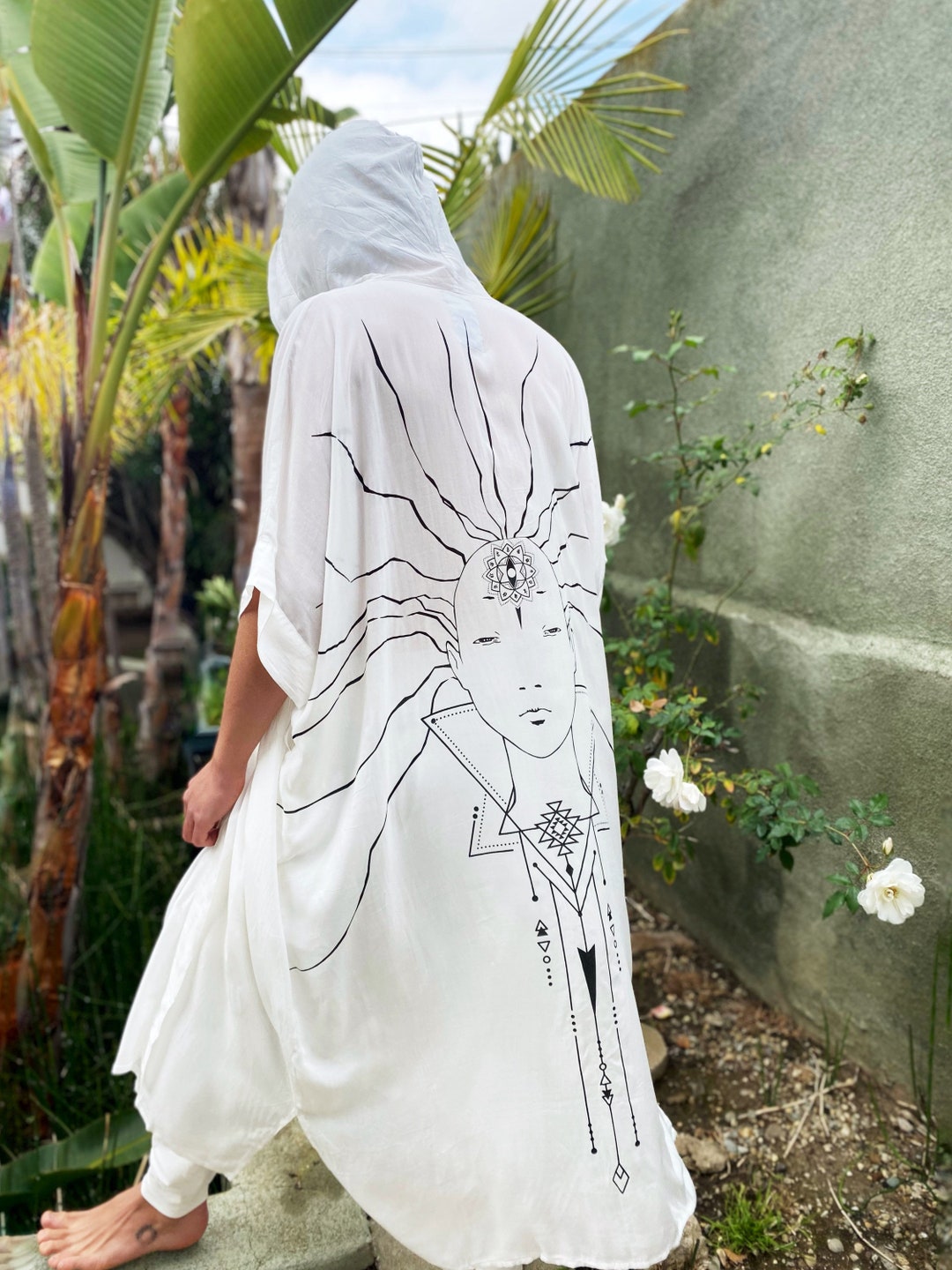 White Mens Kimono, Jedi Cape, Ceremony Cape, Kimono Robe, Festival ...