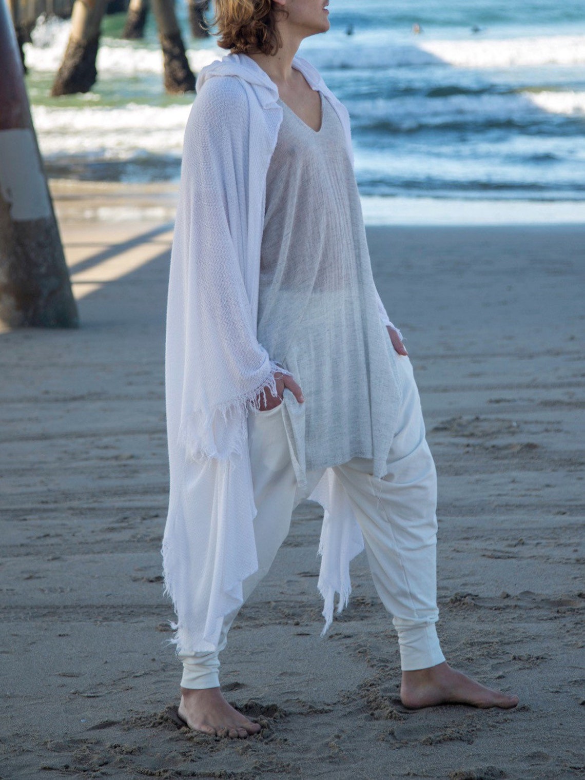 White Shawl Ritual Robe Mens Kimono Ceremony Robe Shaman | Etsy