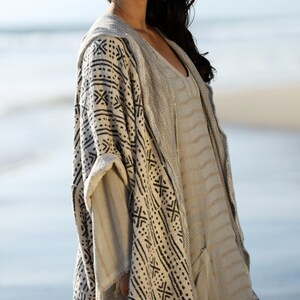 White Cotton Hooded Cloak With African Print Festival Dress Jedi Cape ...