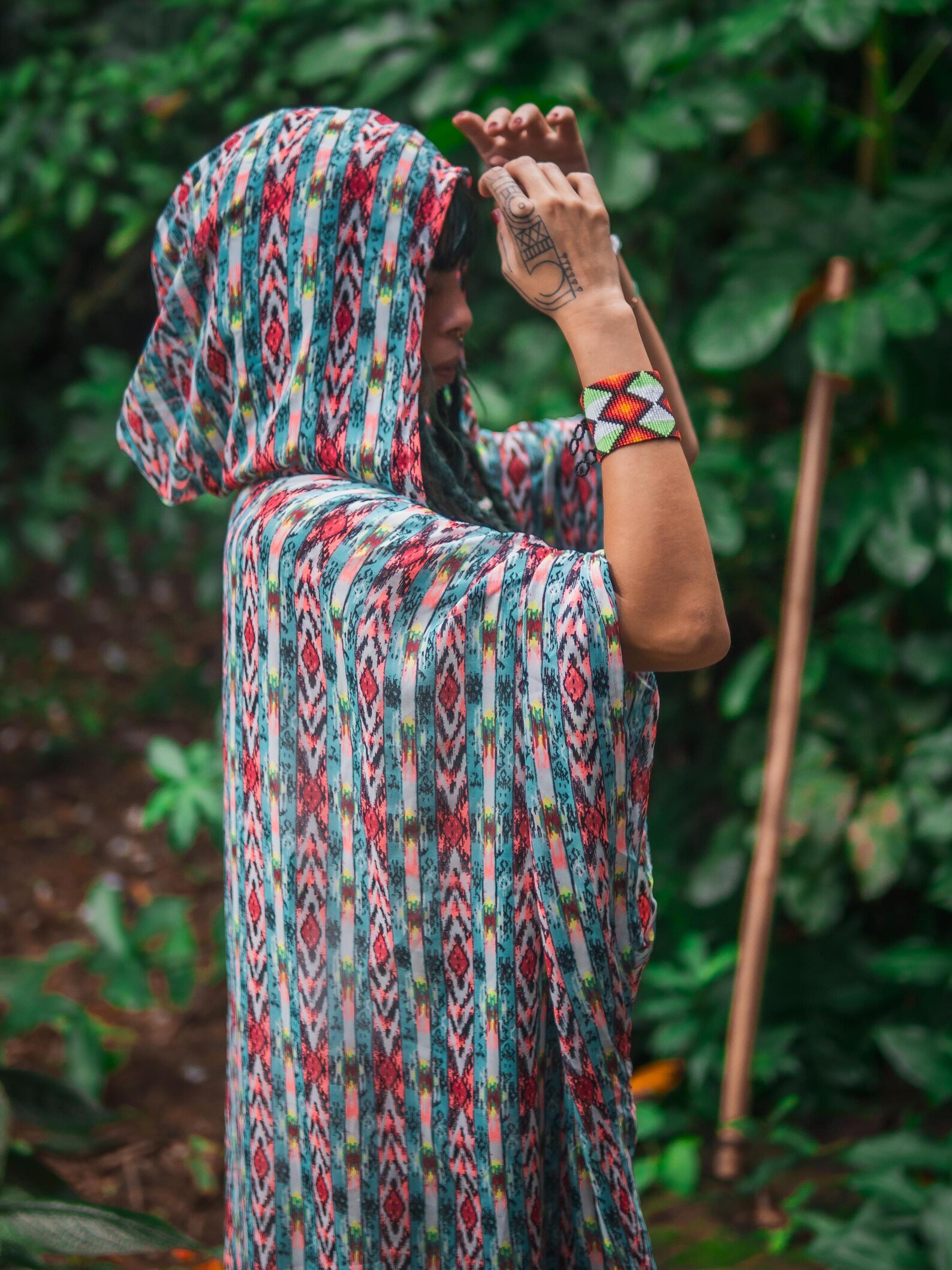 Colorful Jungle Hooded Kimono, Jedi Cape, Hooded Cloak, Long Overall ...