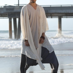 White Long Soft Wool Tunic Shaman Robe, for Kundalini Yoga or Ceremony ...