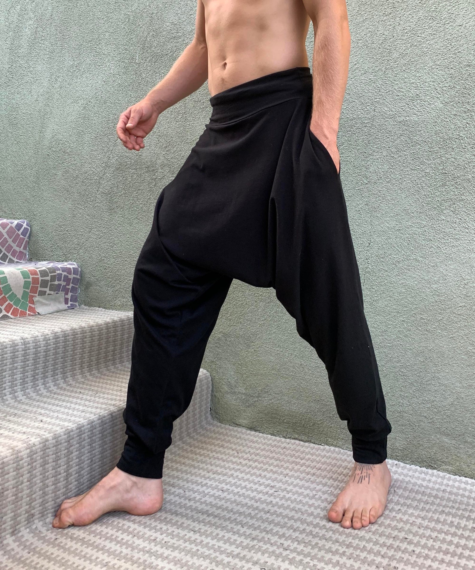 Black Samurai Pants Harem Pants Men Mens Harem Pants Mens - Etsy