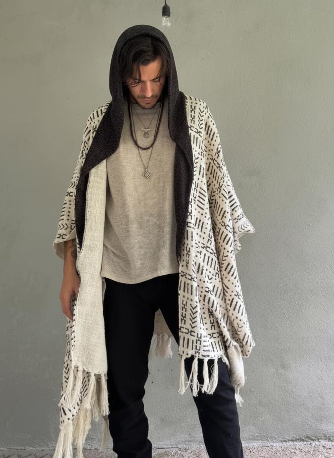 Handwoven Cotton Poncho: Tribal Print Cape, Ethically Made - Etsy