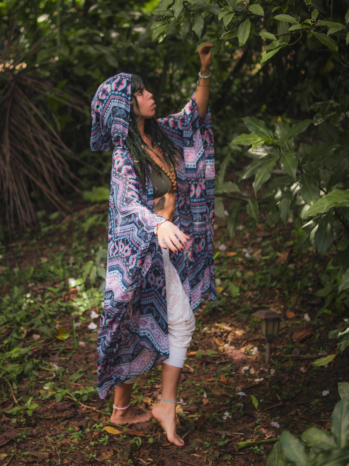 Colorful Jungle Hooded Kimono, Jedi Cape, Hooded Cloak, Long Overall ...