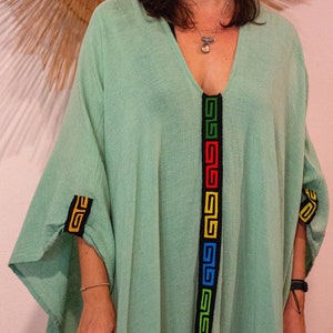One of a Kind Traditional Handmade Green Ethnic Cotton Poncho - Etsy