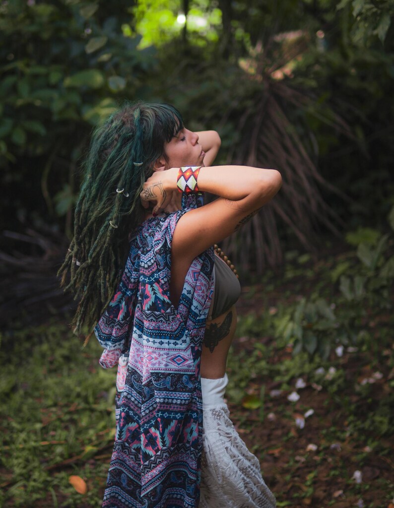 Colorful Jungle Hooded Kimono, Jedi Cape, Hooded Cloak, Long Overall ...
