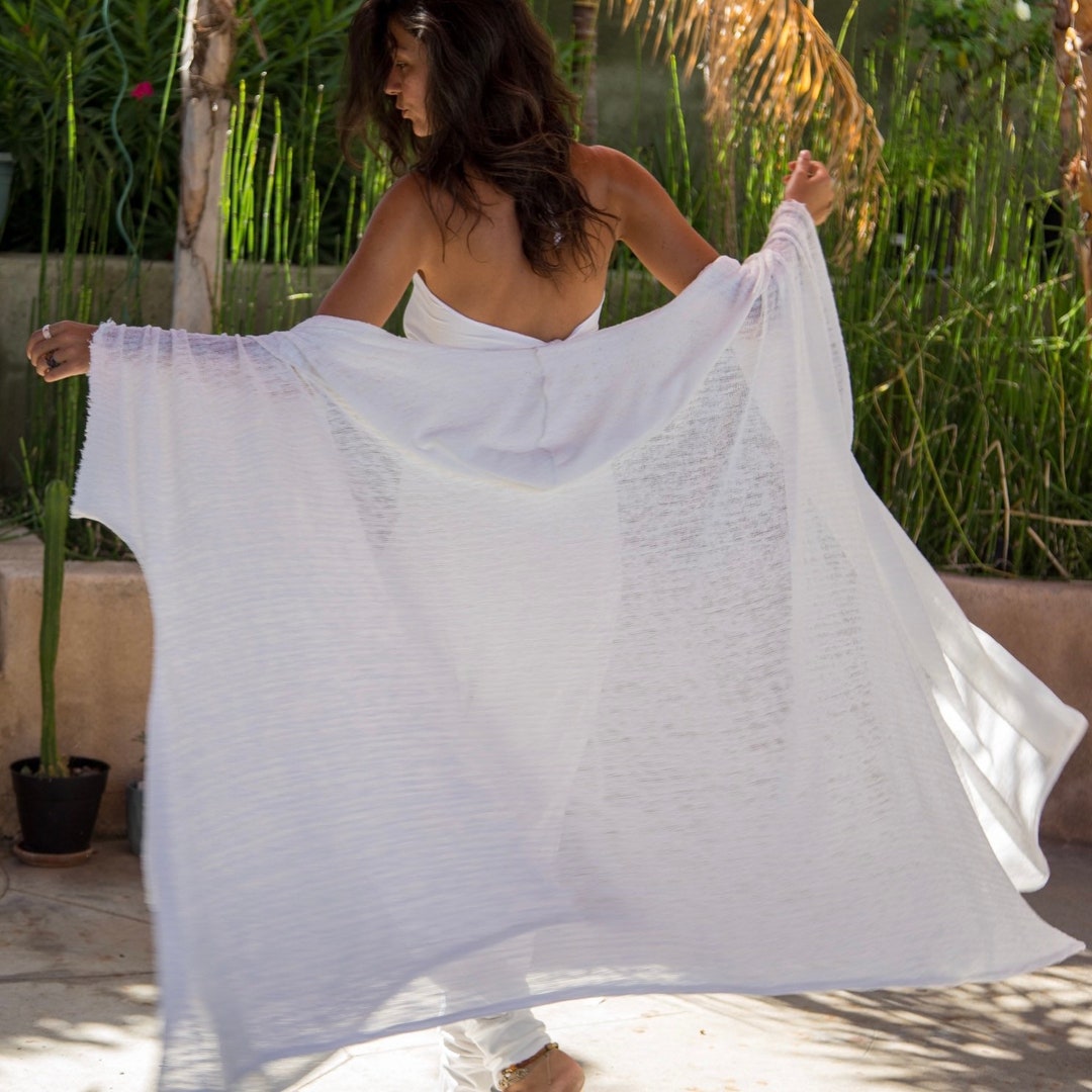 White Shawl, Ritual Robe, Ceremony Robe, Kimono Robe, Robe Boheme ...