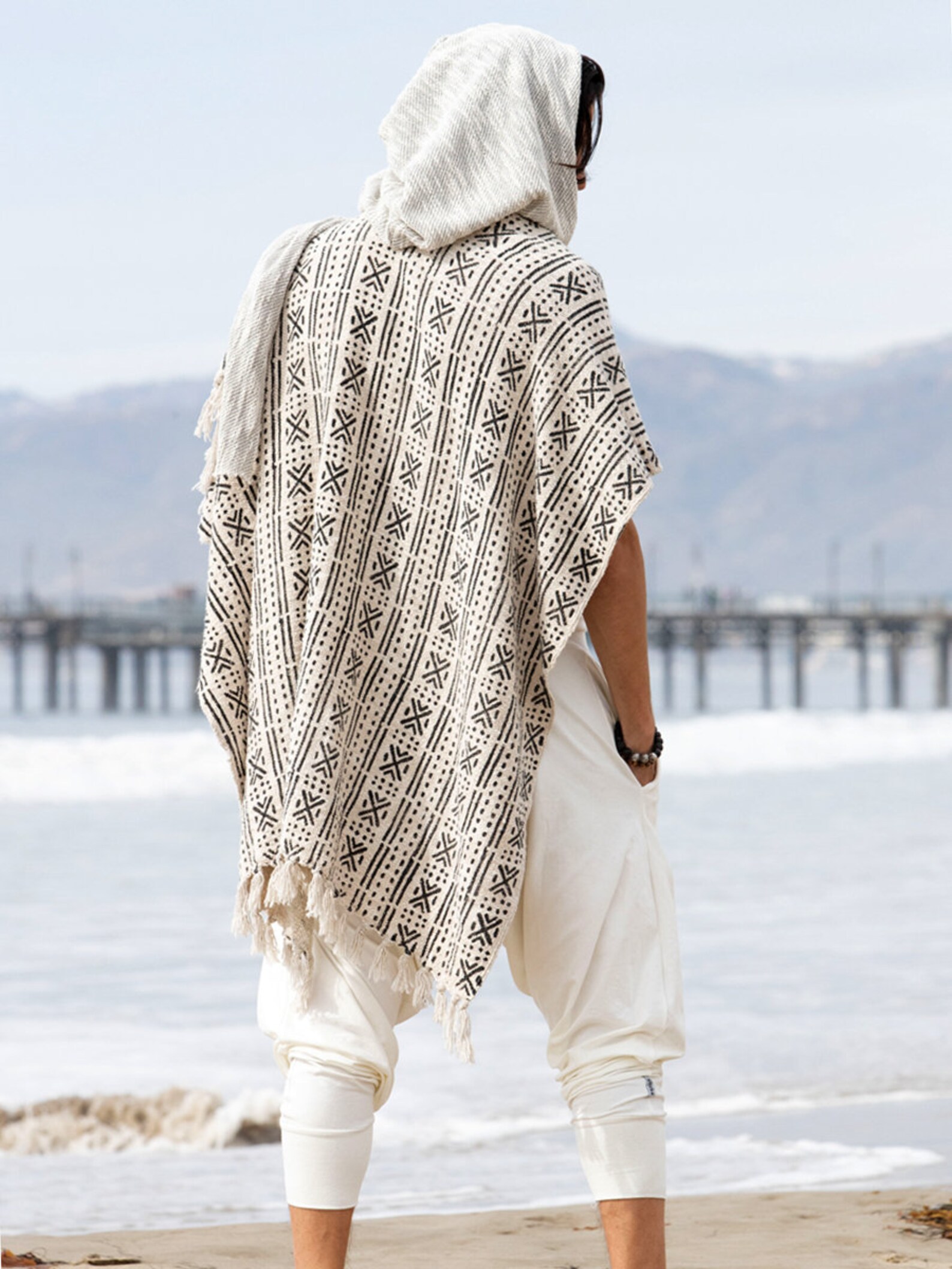 Handwoven Cotton Poncho: Tribal Print Cape, Ethically Made - Etsy