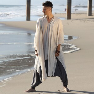 White Long Soft Wool Tunic Shaman Robe, for Kundalini Yoga or Ceremony ...