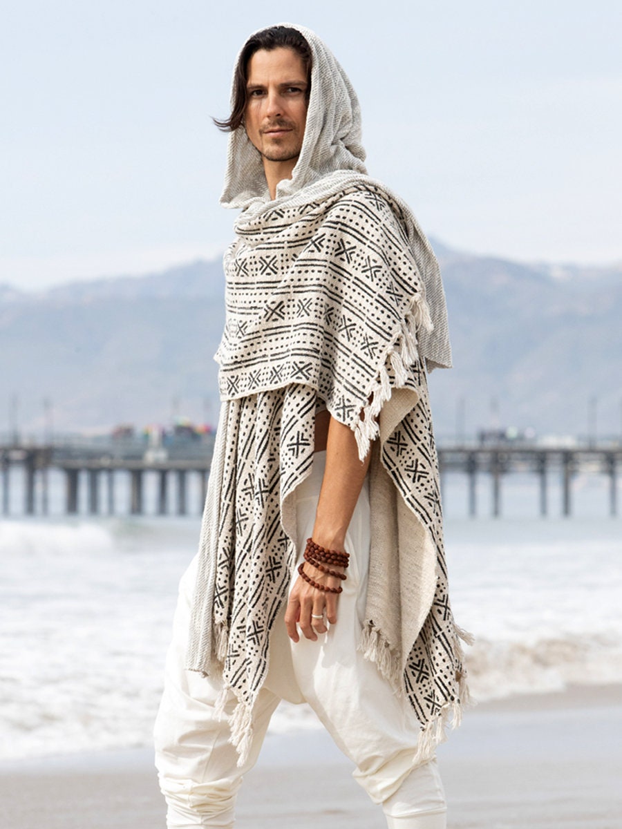 Handwoven Cotton Poncho: Tribal Print Cape, Ethically Made - Etsy