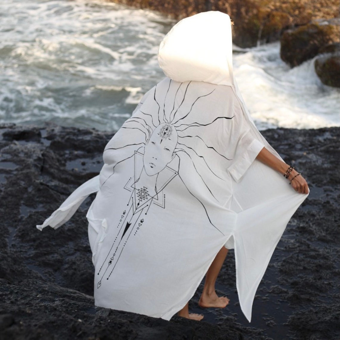Women's Hooded Ritual Robe in White Spiritual Wearable - Etsy