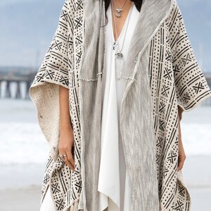 White Cotton Hooded Cloak With African Print Festival Dress Jedi Cape ...
