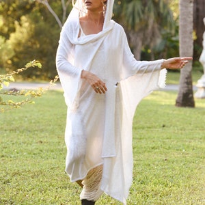 White Shawl, Ritual Robe, Ceremony Robe, Kimono Robe, Robe Boheme ...