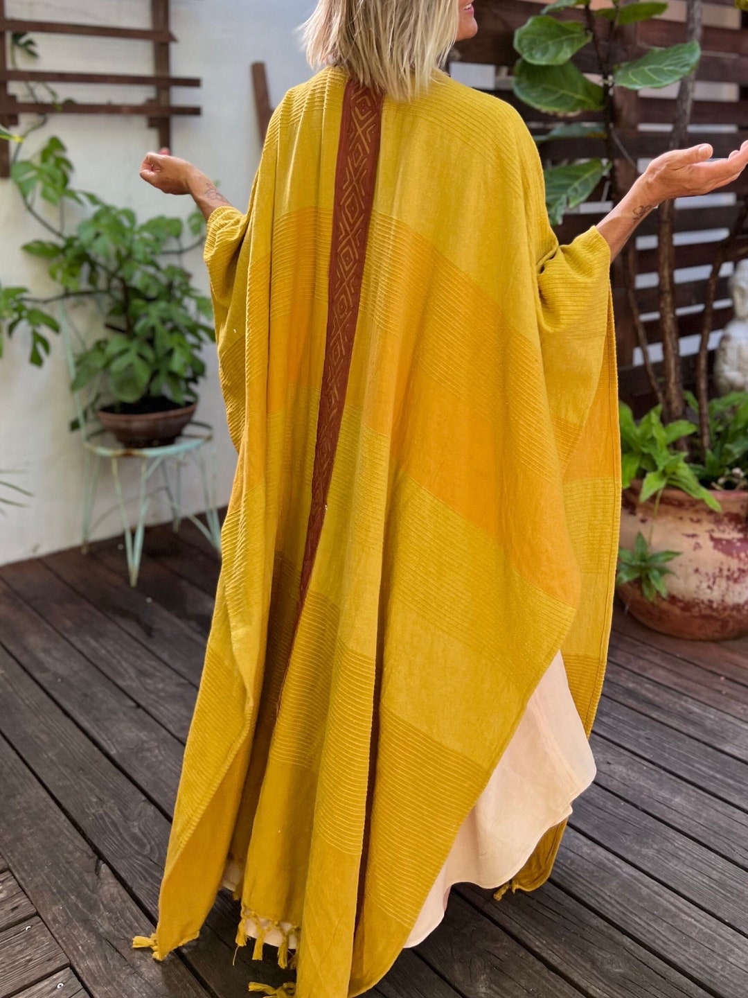 Handwoven 100% Cotton Shawl in Mustard Yellow Kuna Tribe - Etsy