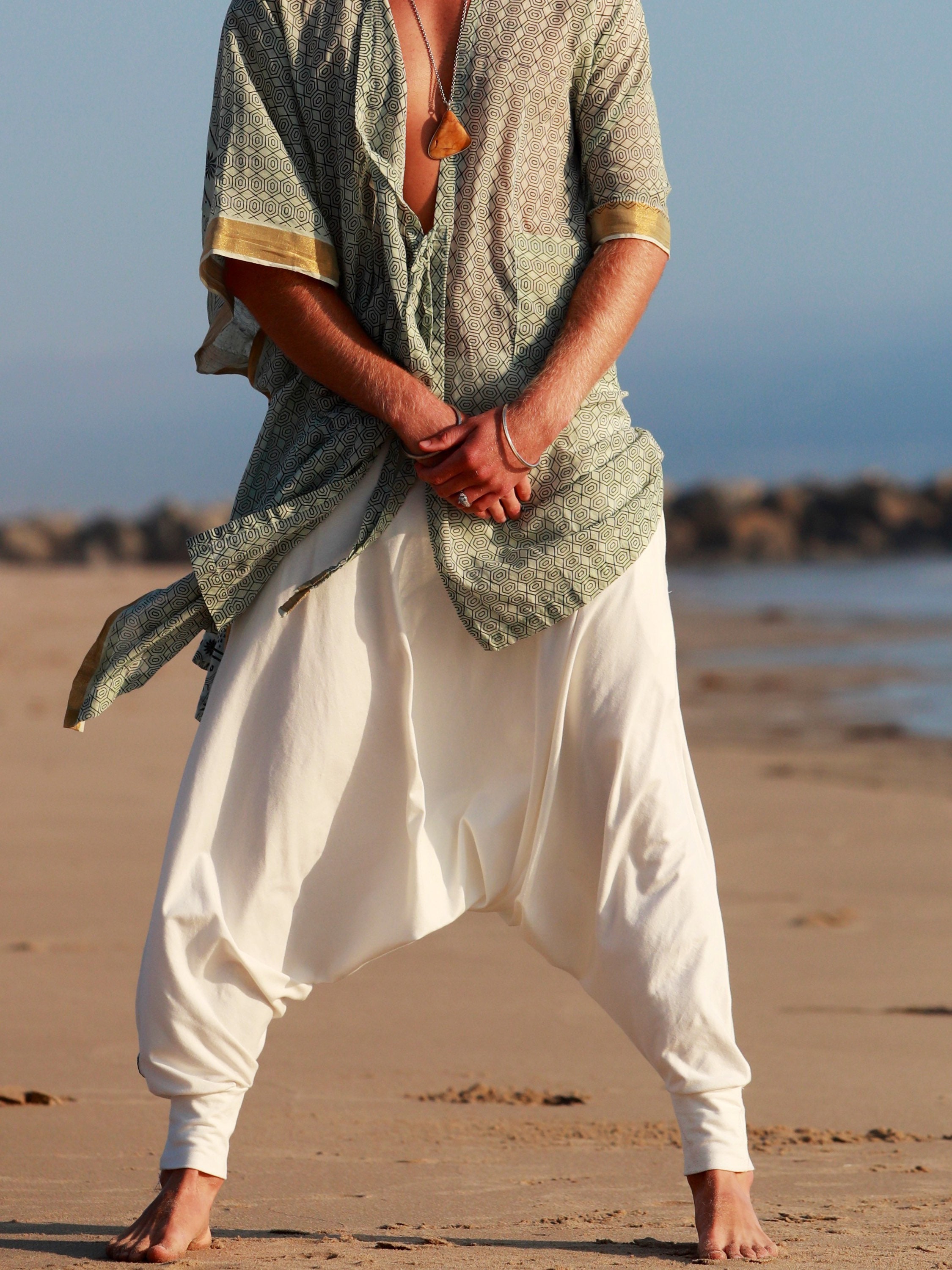 White Cotton Harem Pants: Kundalini Yoga, Unisex Samurai Style - Etsy
