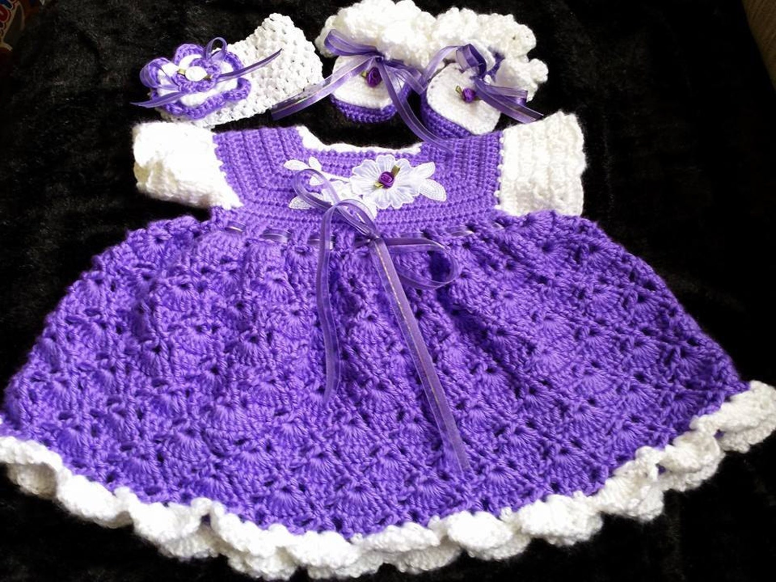 Tulip Time Baby Girl Crochet Purple Dress Outfit - Etsy