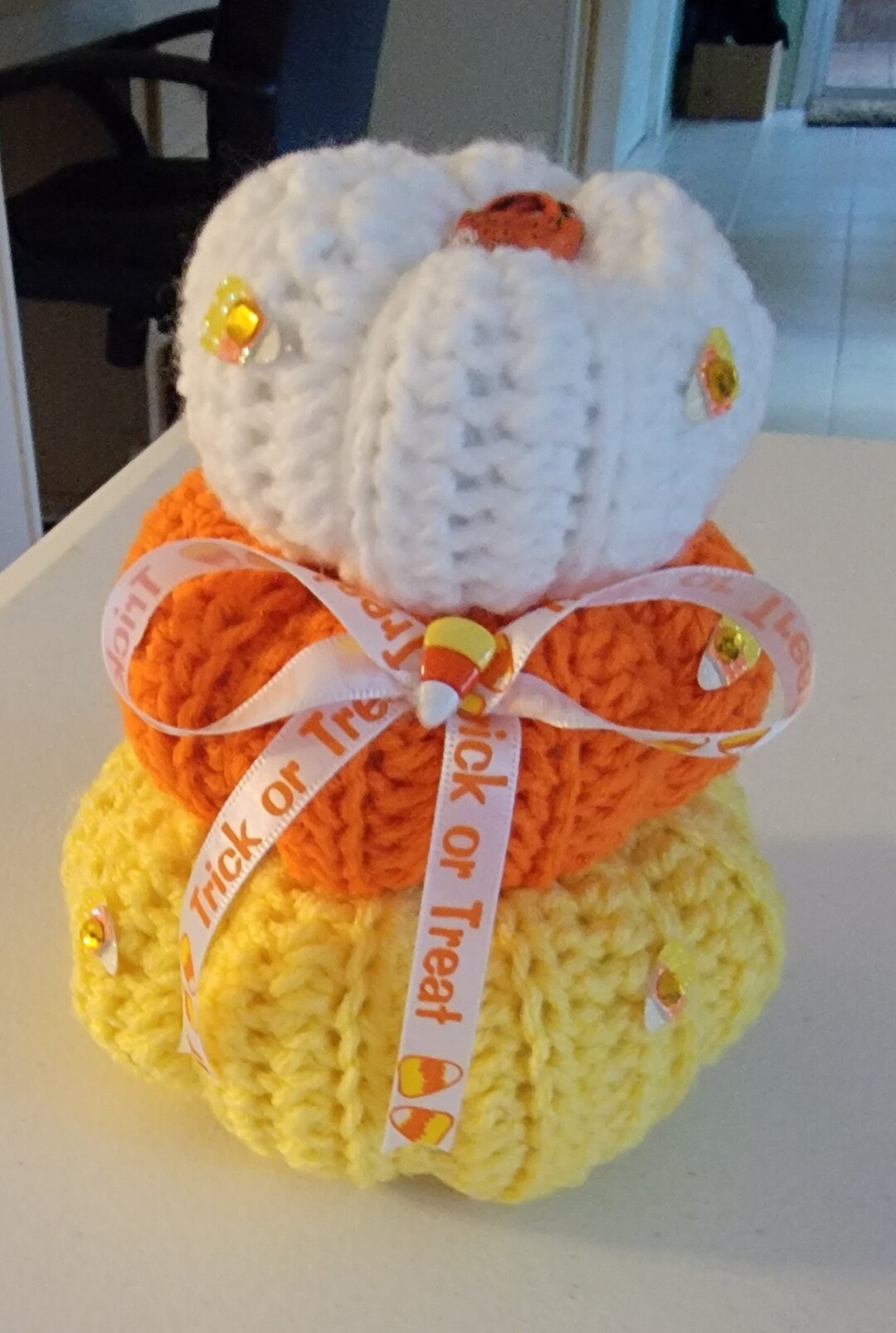 Crochet Candy Corn Stacked Pumpkin - Etsy