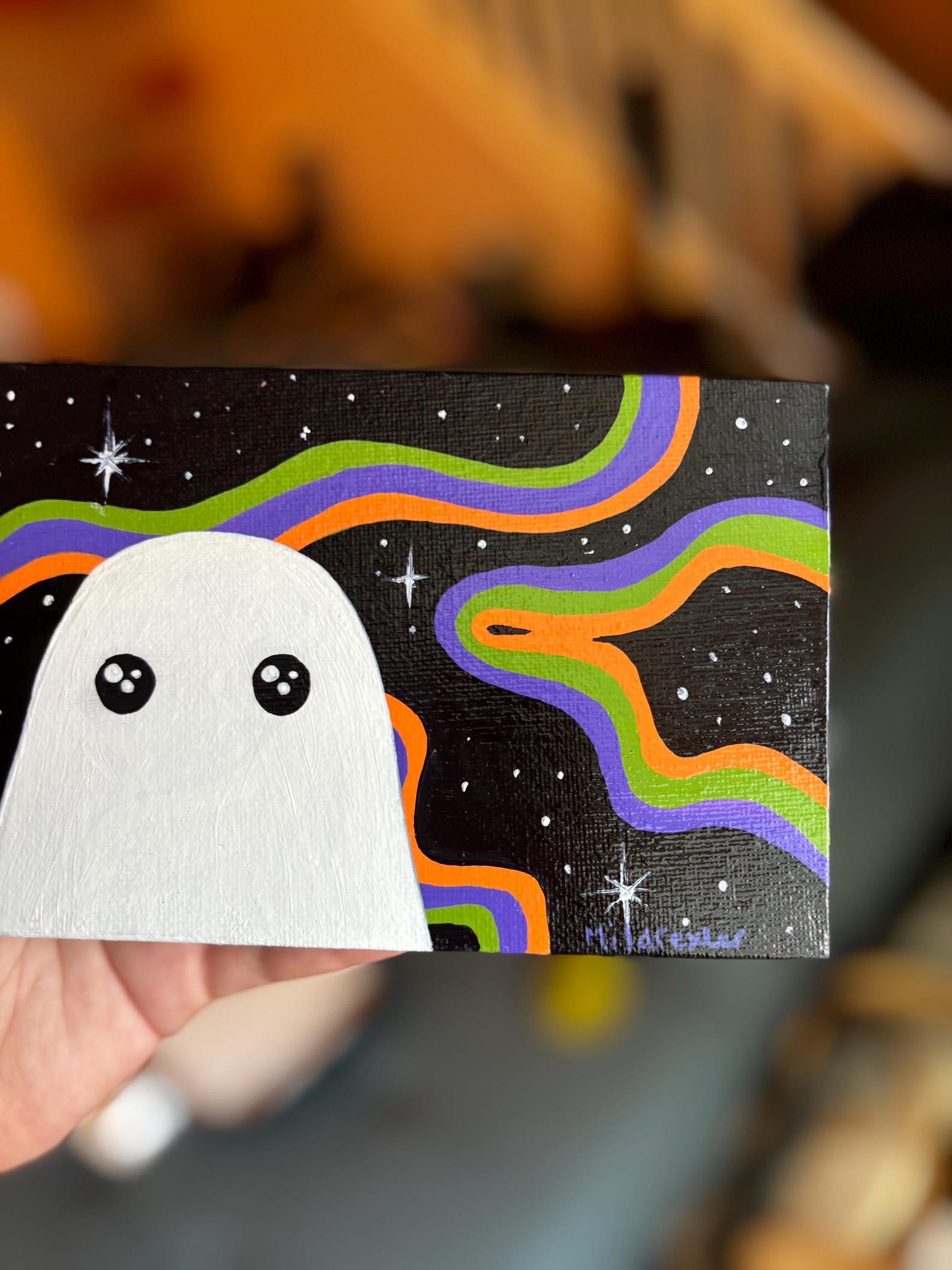 Vibey Ghost Acrylic Painting: Original Art on Canvas - Etsy
