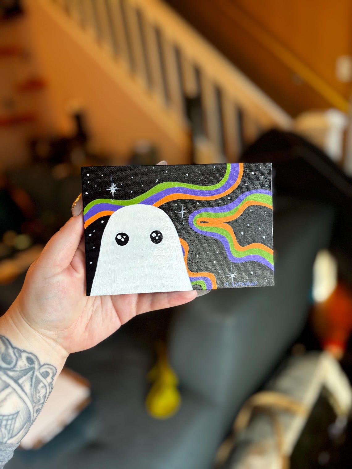 Vibey Ghost Acrylic Painting: Original Art on Canvas - Etsy