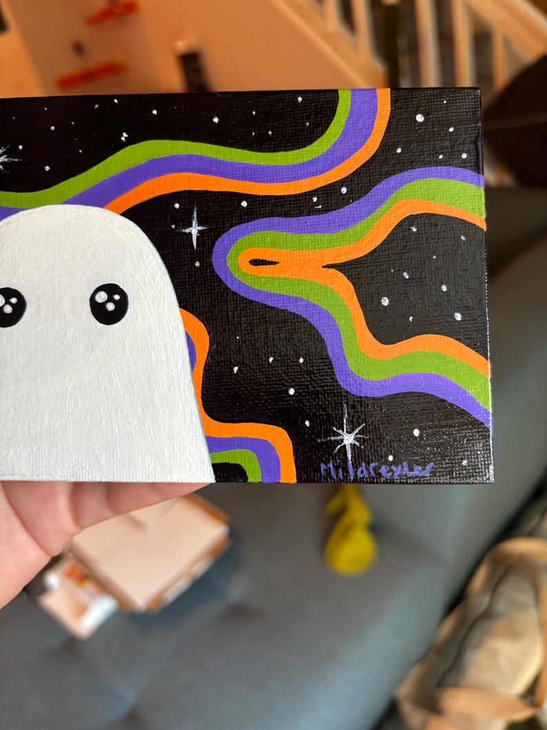 Vibey Ghost Acrylic Painting: Original Art on Canvas - Etsy