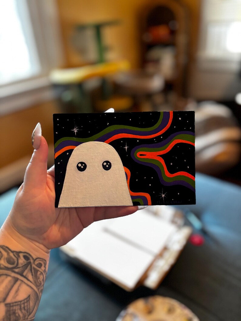 Vibey Ghost Acrylic Painting: Original Art on Canvas - Etsy