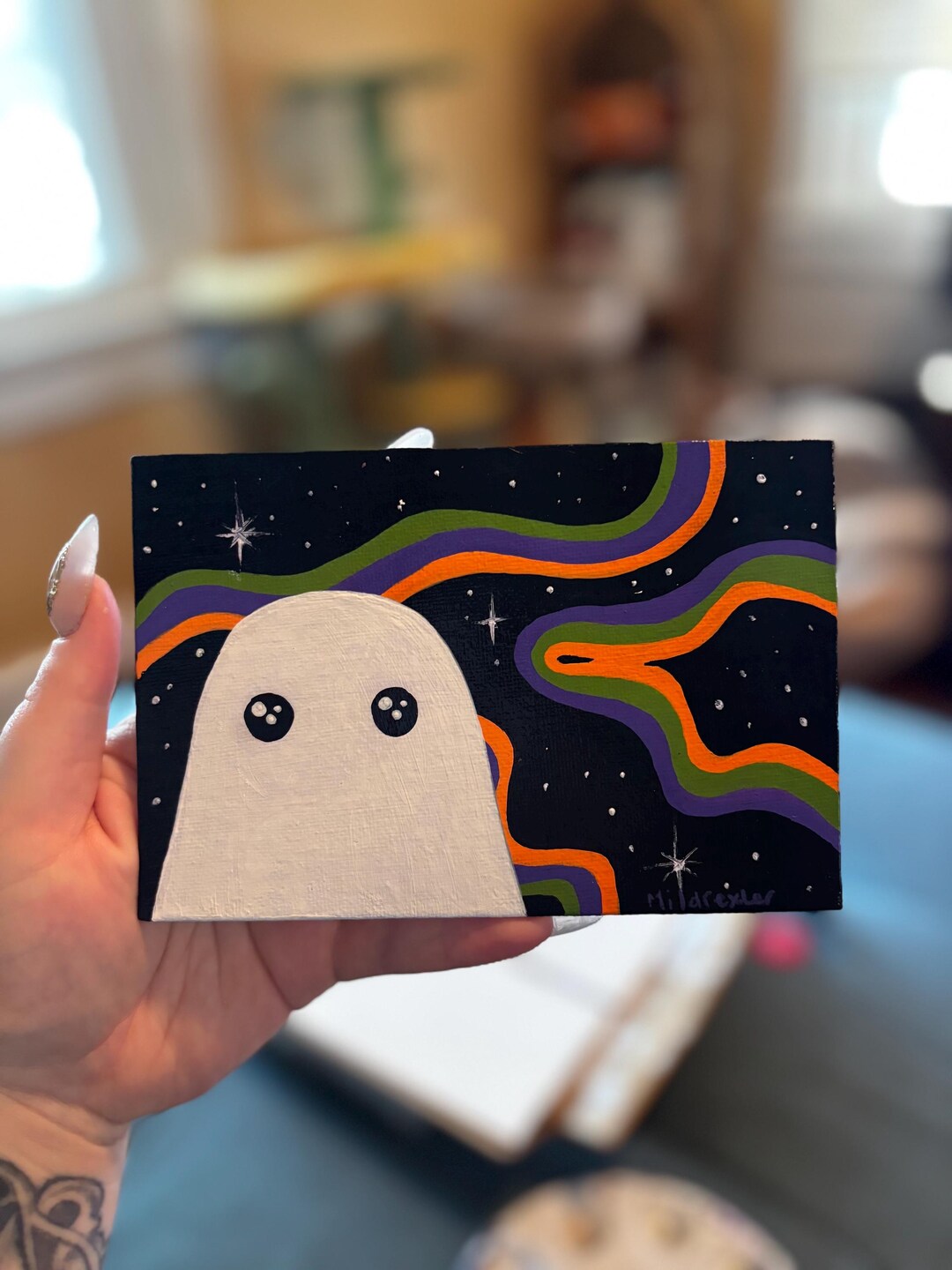 Vibey Ghost Acrylic Painting: Original Art on Canvas - Etsy