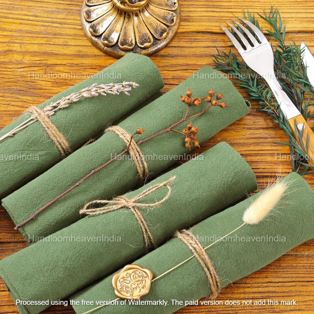 Sage Green Cotton Washable Napkins/ Boho Wedding Napkins Reusable Zero ...