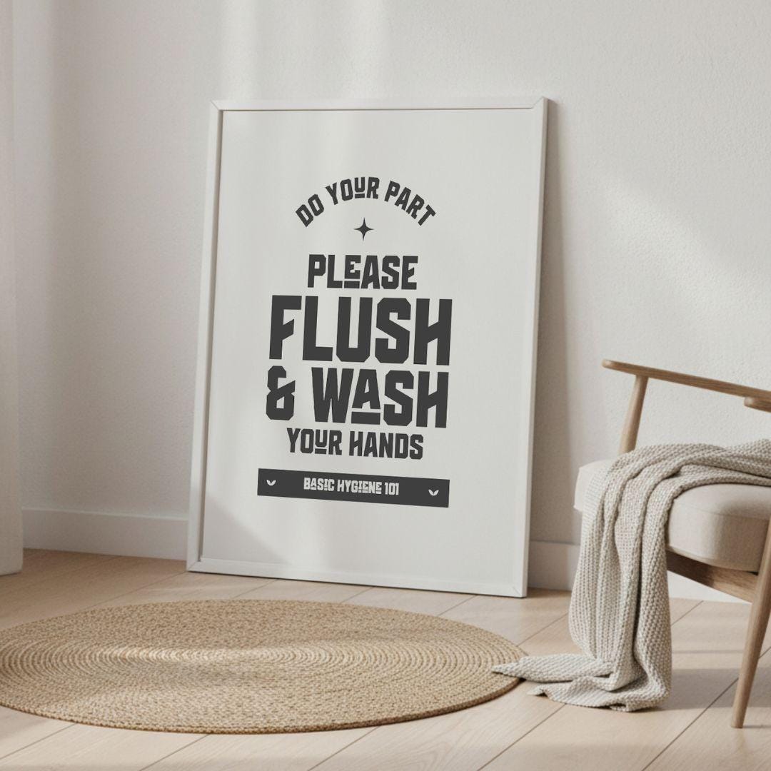 House Rules Wall Art – “please Flush & Wash Your Hands” – A4 PDF ...