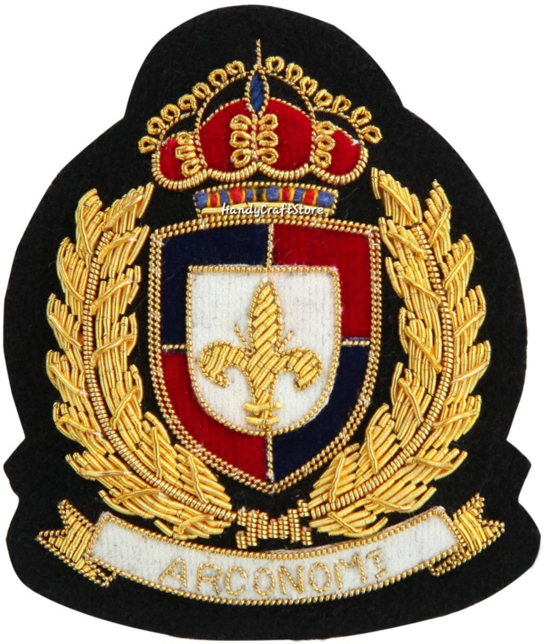 Handmade Gold Bullion Embroidery Laurel Wrath Crest Patch for Jackets ...