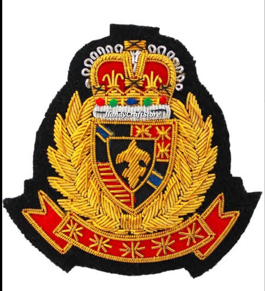 Handmade Bullion Crown Crest | Embroidered Shield Blazer Patch Vintage ...
