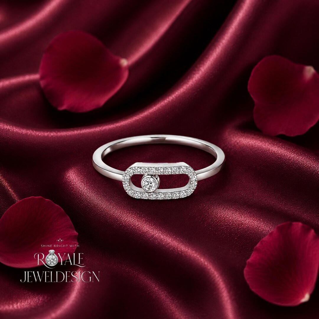 Marvelous Movable Diamond Ring for Her, 2MM Round Cut Moissanite ...