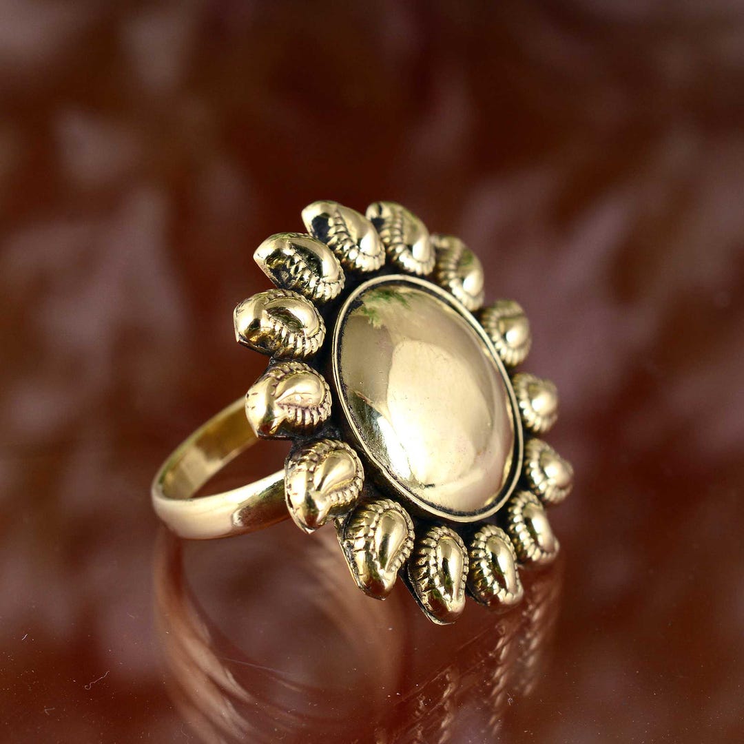 Boho Brass Sunburst Ring – Handmade Statement Jewelry - Etsy
