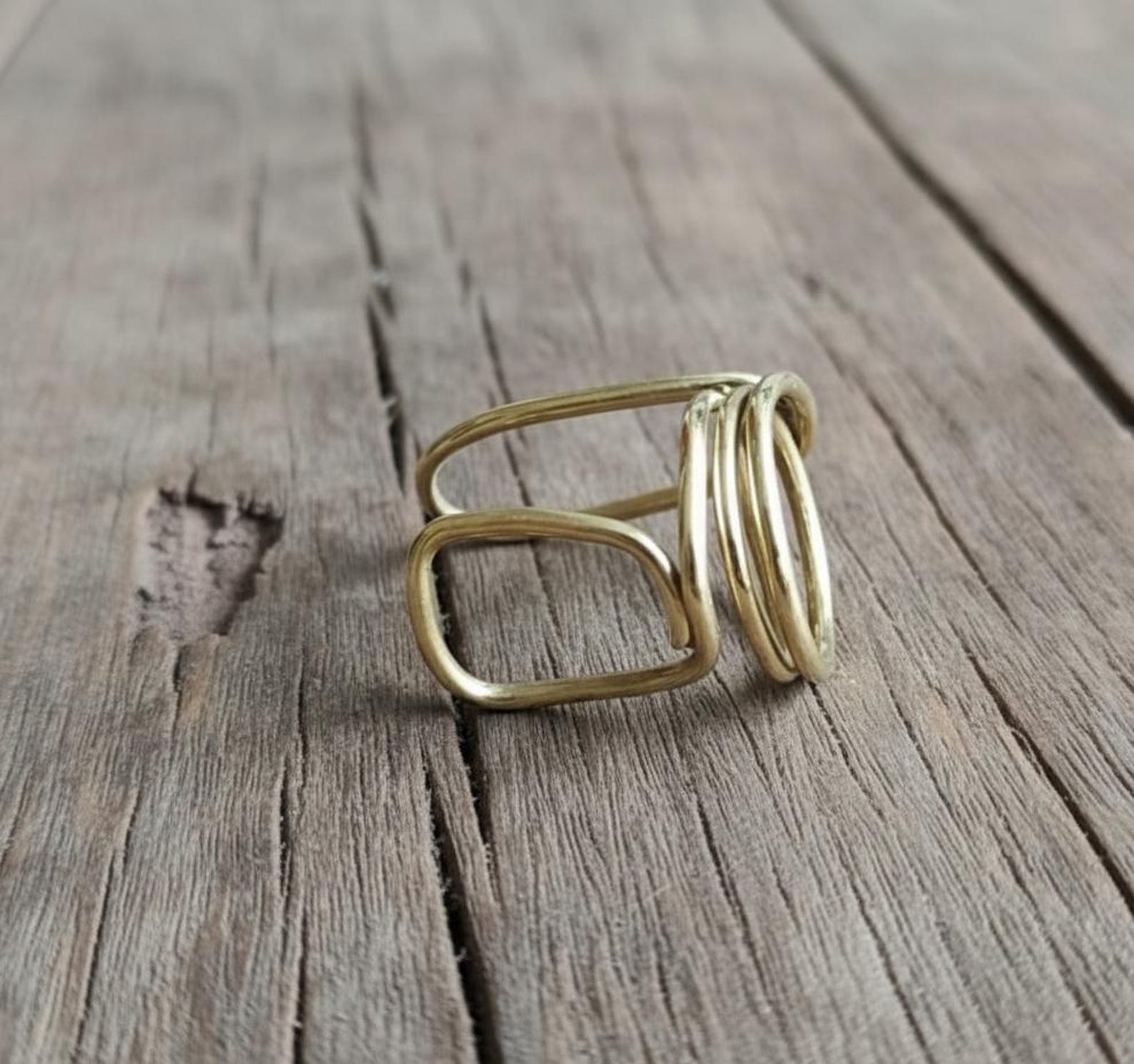 Handmade Brass Double Loop Ring, Boho Modern Unisex Jewelry - Etsy