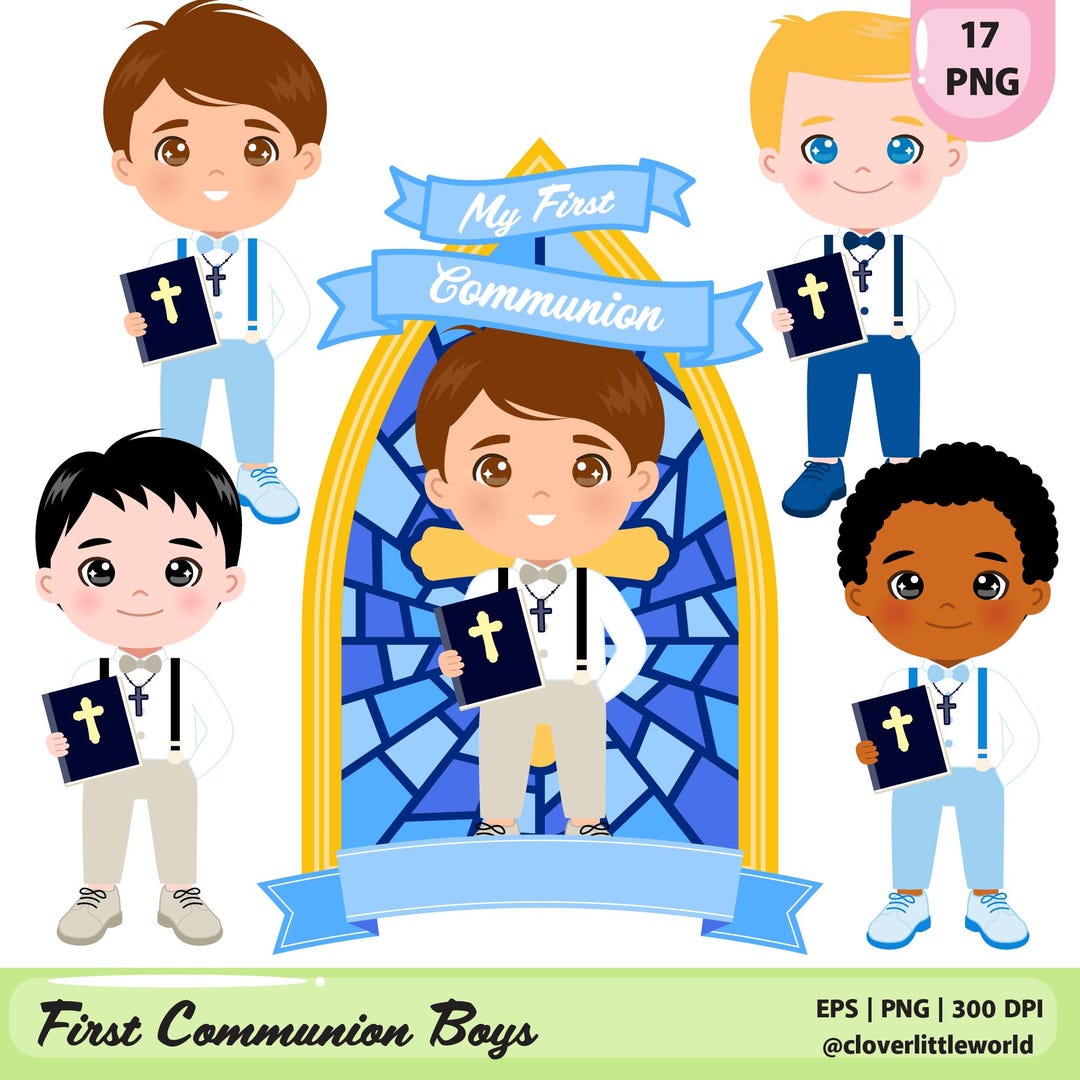First Communion Boys Clipart: Baptism Religious Graphics (PNG, EPS) - Etsy
