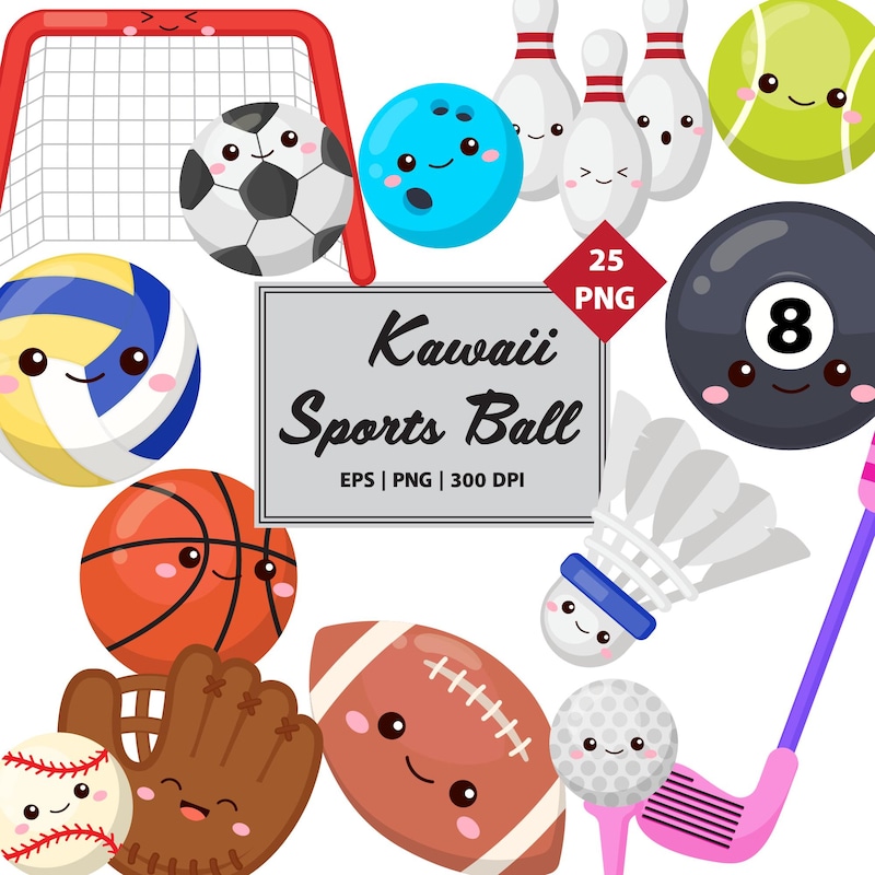 Cute Kawaii Sport Clipart - Etsy