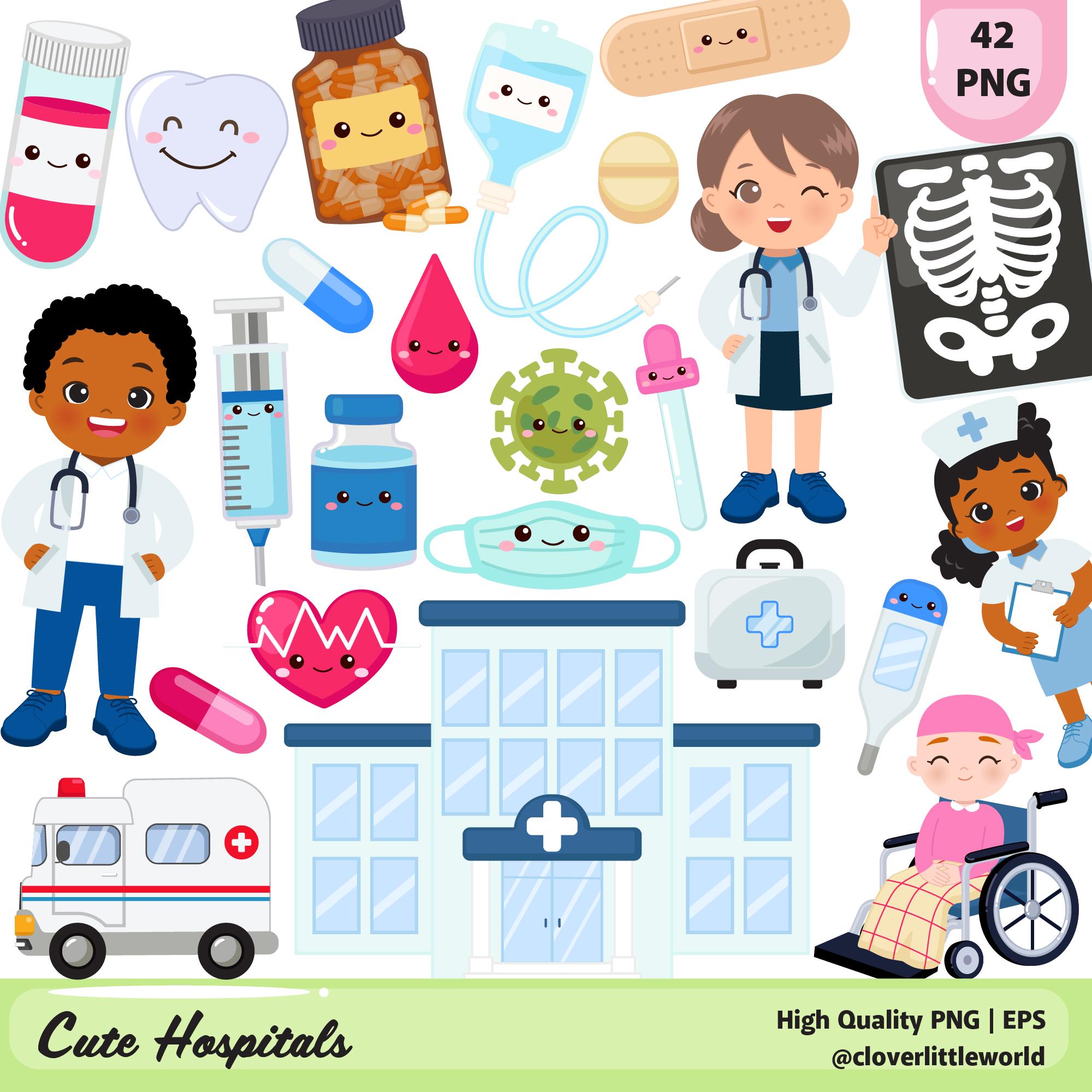 Kawaii Medical Clipart Bundle – Doctors, Nurses, Hospital & Healthcare ...
