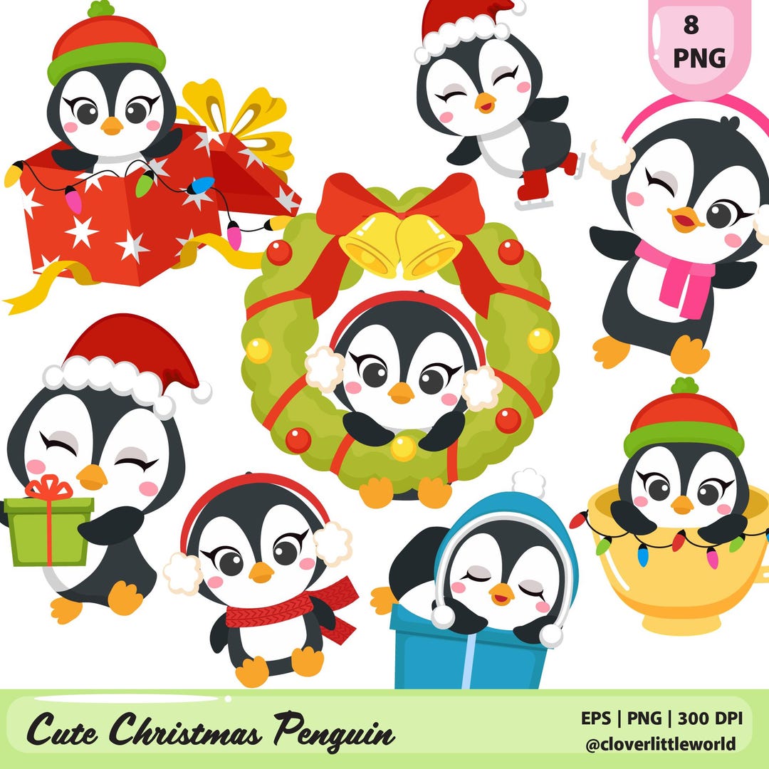 Christmas Penguin Clipart Set | Holiday PNG (digital Download) - Etsy