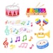 Kawaii Musical Instruments Clipart – Cute Band & Music Notes PNG | Kids ...