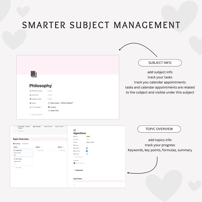 Student Notion Template | Academic Planner, Task Organizer, Subject ...